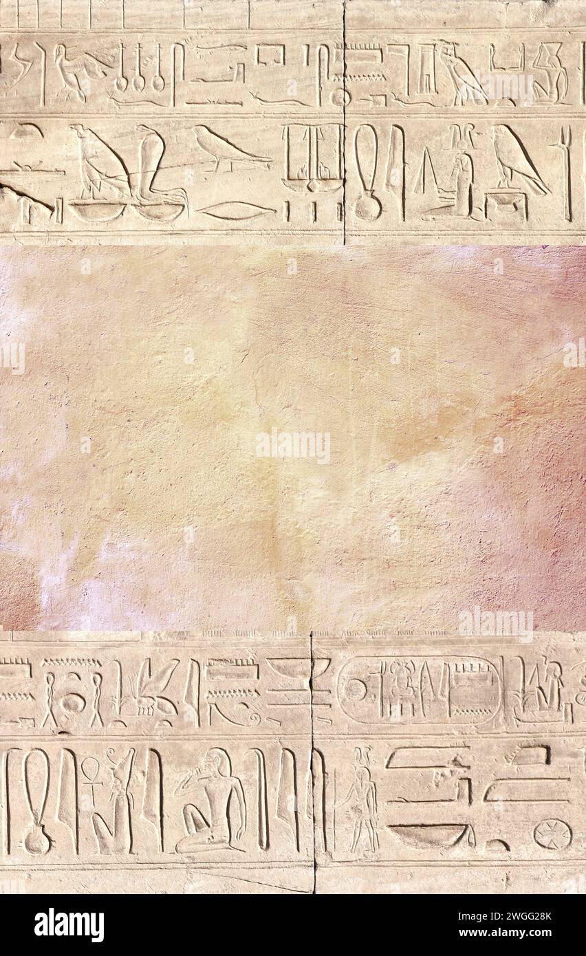 Vertical background with ancient Egyptian hieroglyphs on stone wall ...