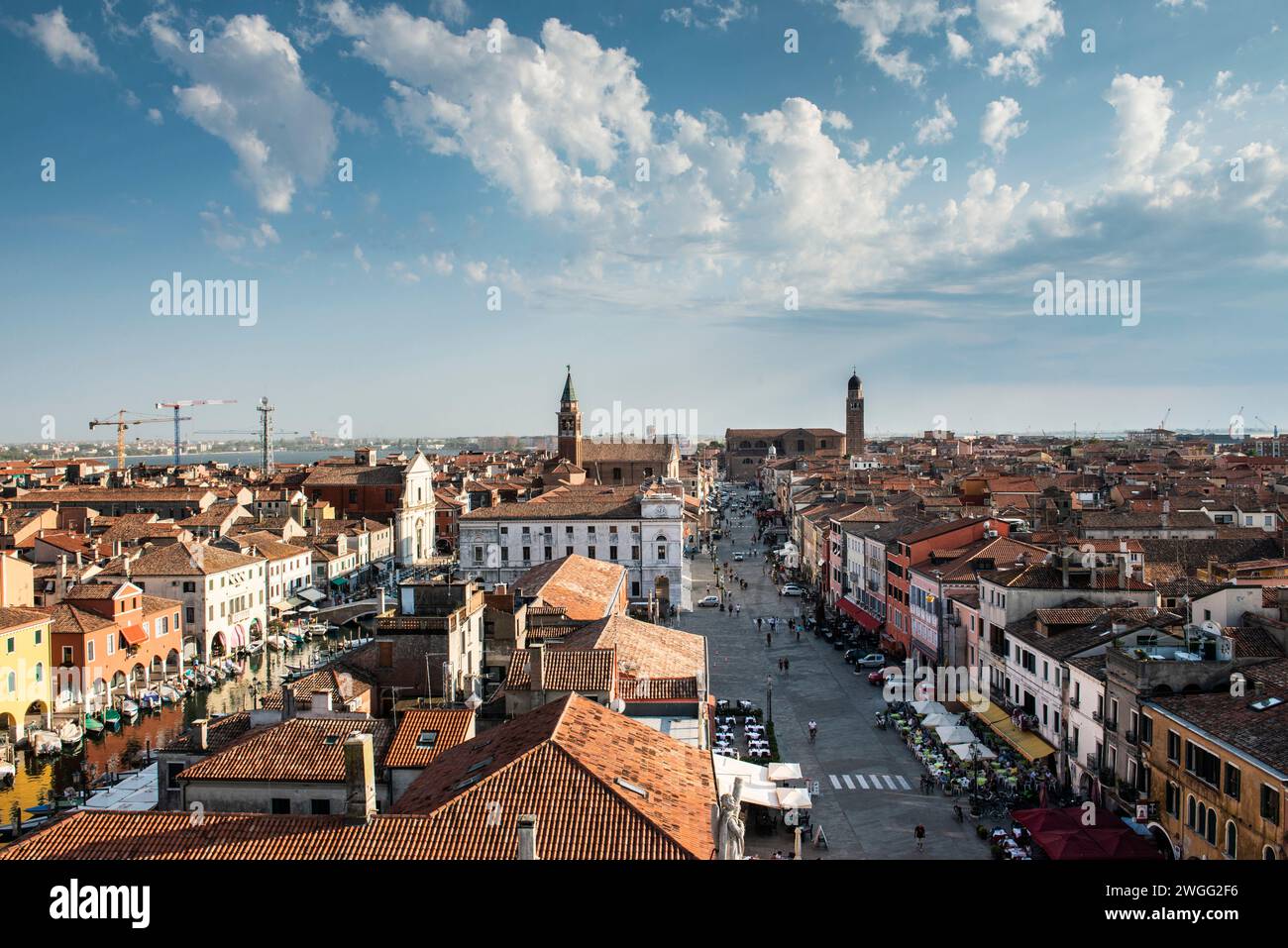 View over Chioggia and Corso del Popolo and the Vena Canal, Italy Stock ...