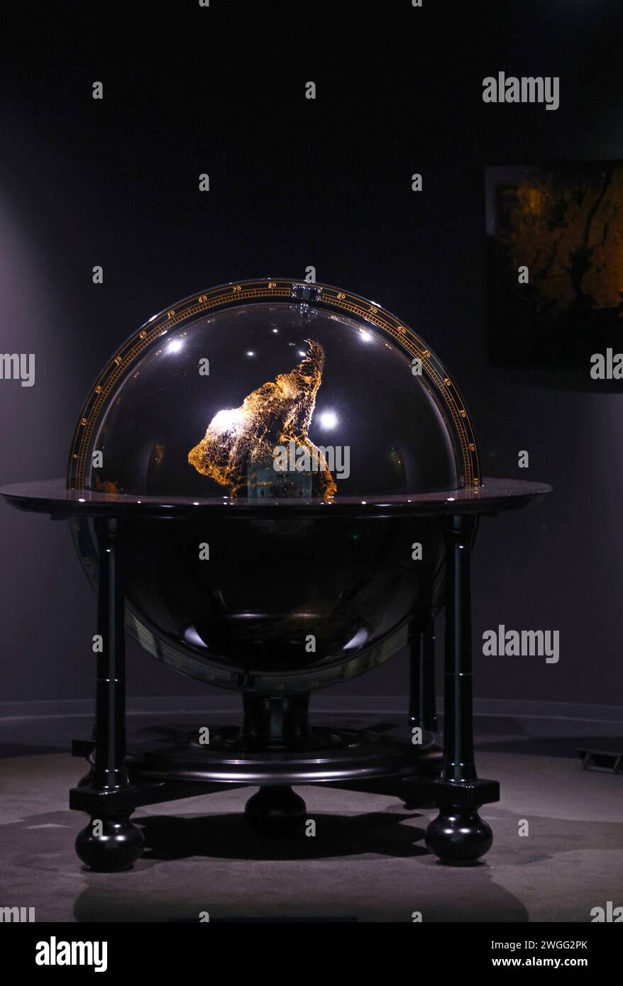 Wajima-nuri Large Globe "Earth at Night" is displayed at the Wajima ...