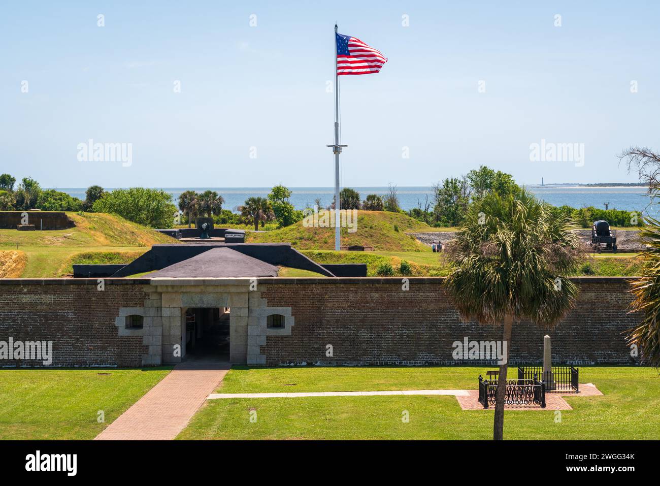 Fort Moultrie, small fortifications and ammunitions bunkers that run ...