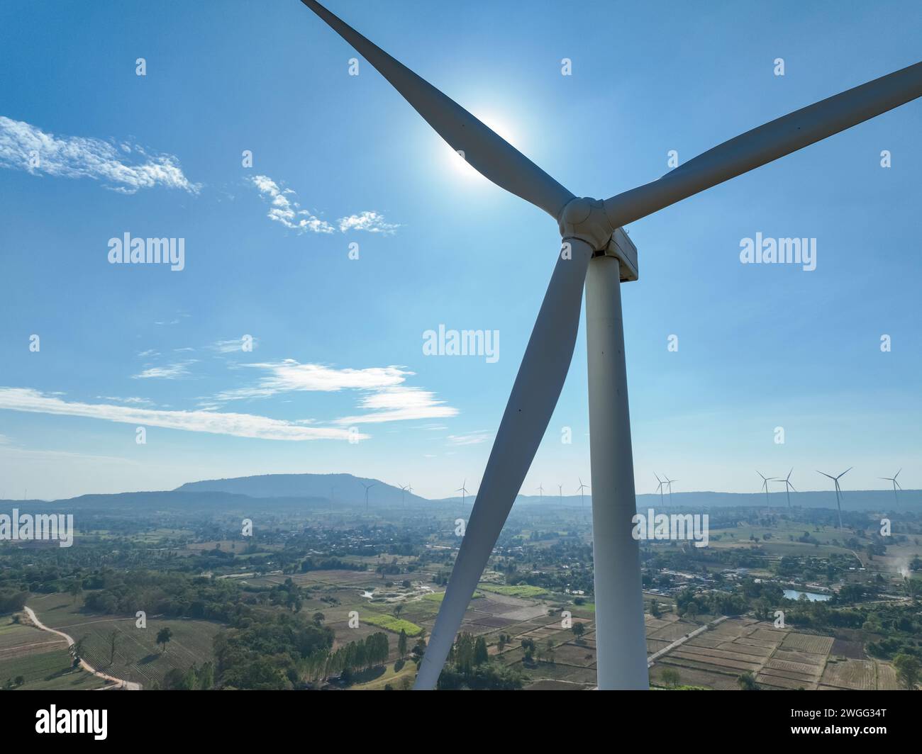 Landscape of wind farm. Wind energy. Wind power. Sustainable, renewable ...
