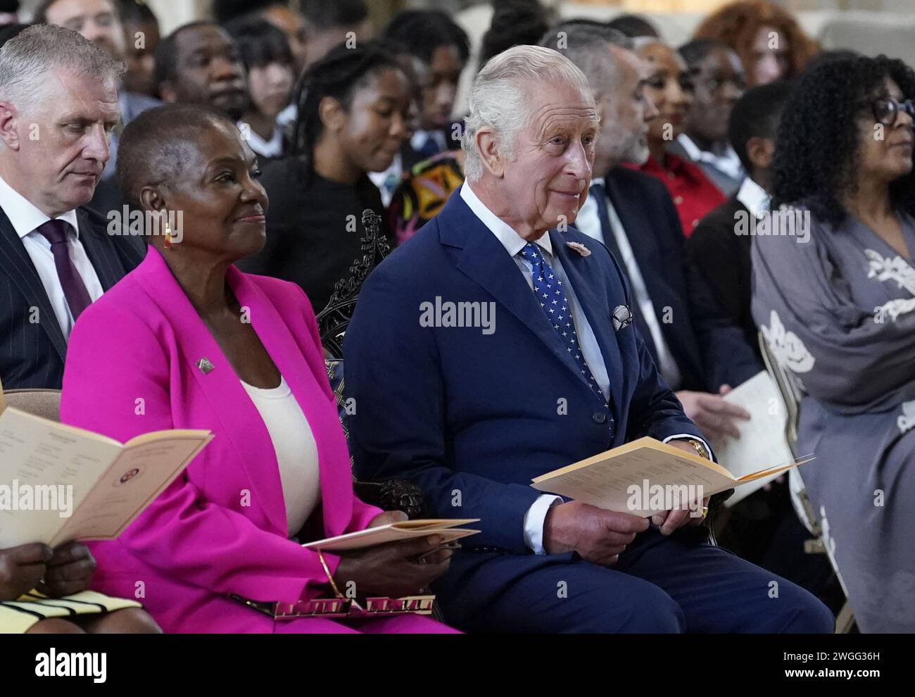 File photo dated 22/06/23 of Baroness Amos (left) sitting next to King ...