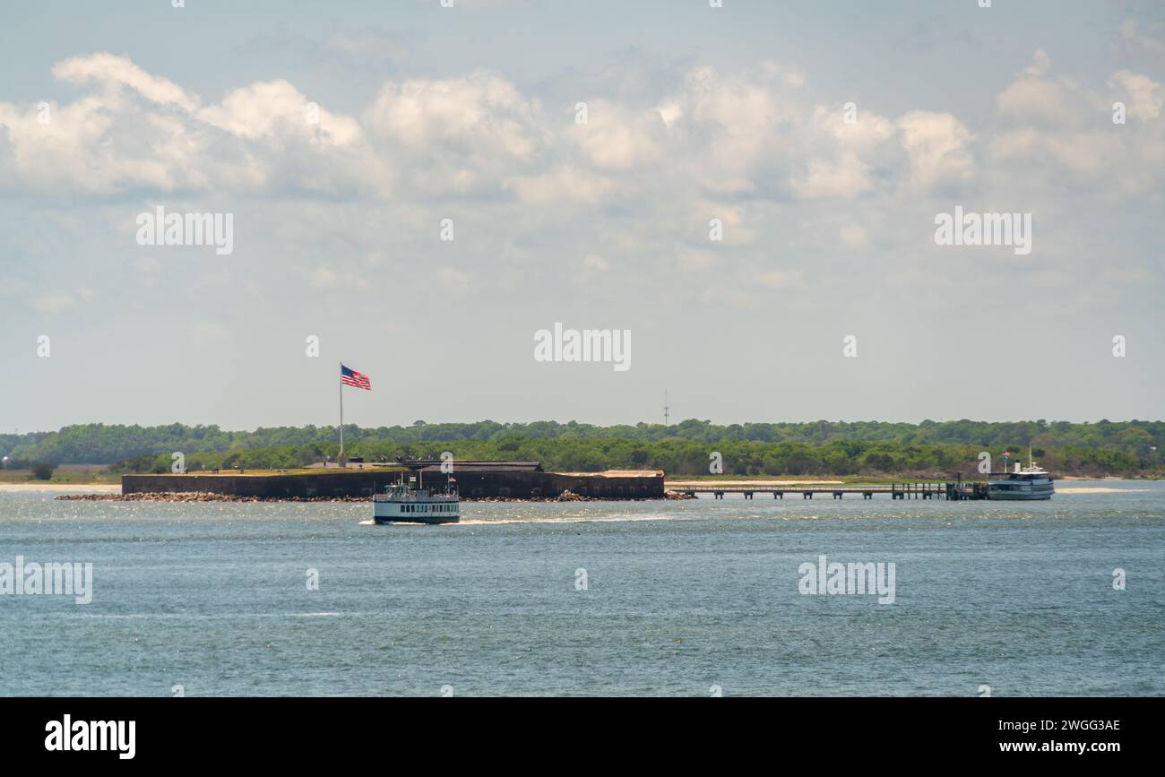 Fort Moultrie, small fortifications and ammunitions bunkers that run ...