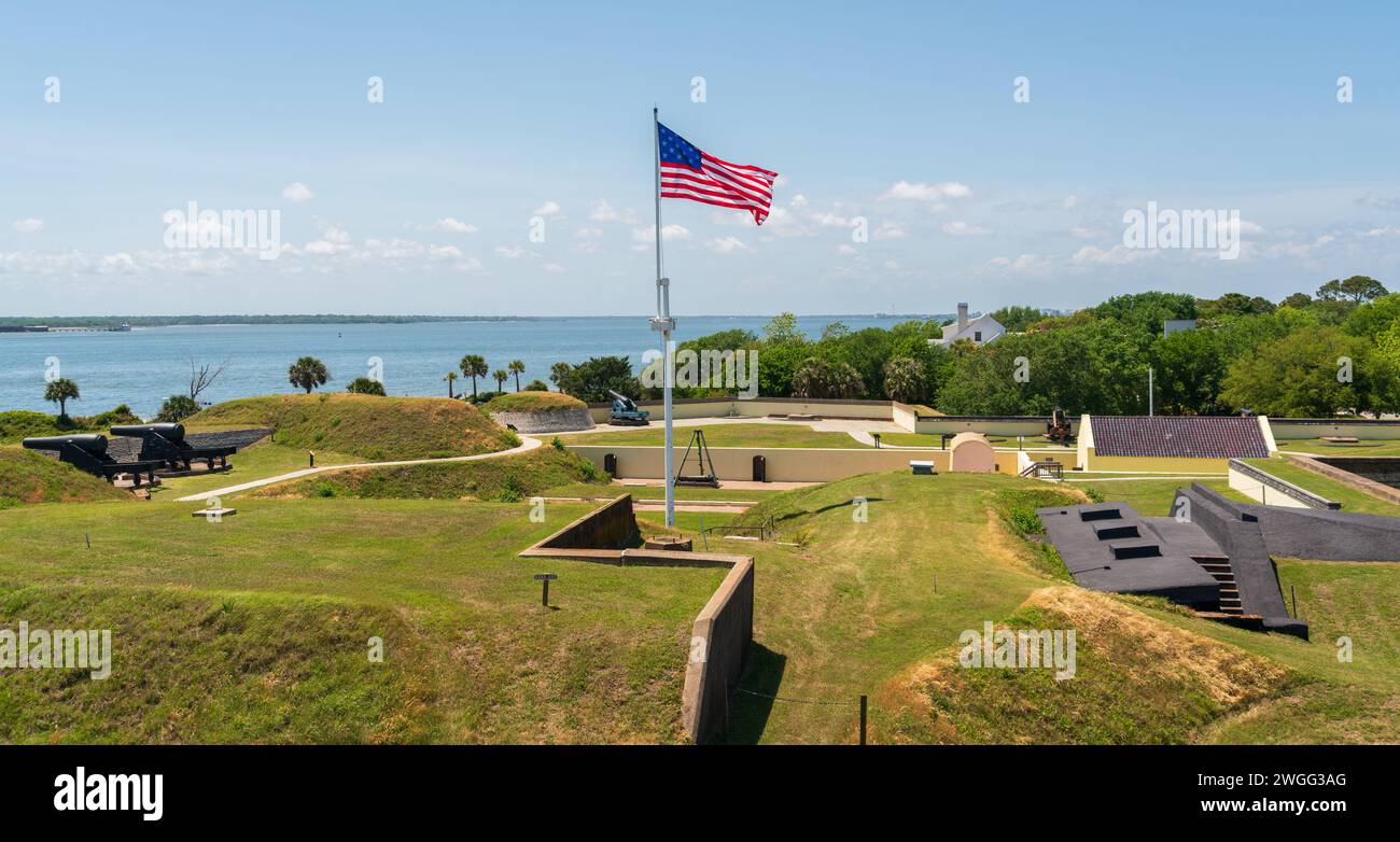Fort Moultrie, small fortifications and ammunitions bunkers that run ...