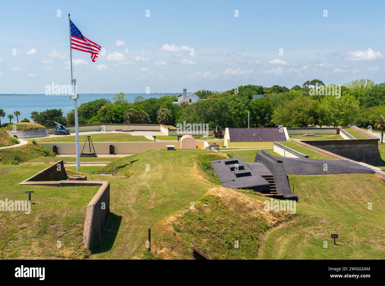Fort Moultrie, small fortifications and ammunitions bunkers that run ...