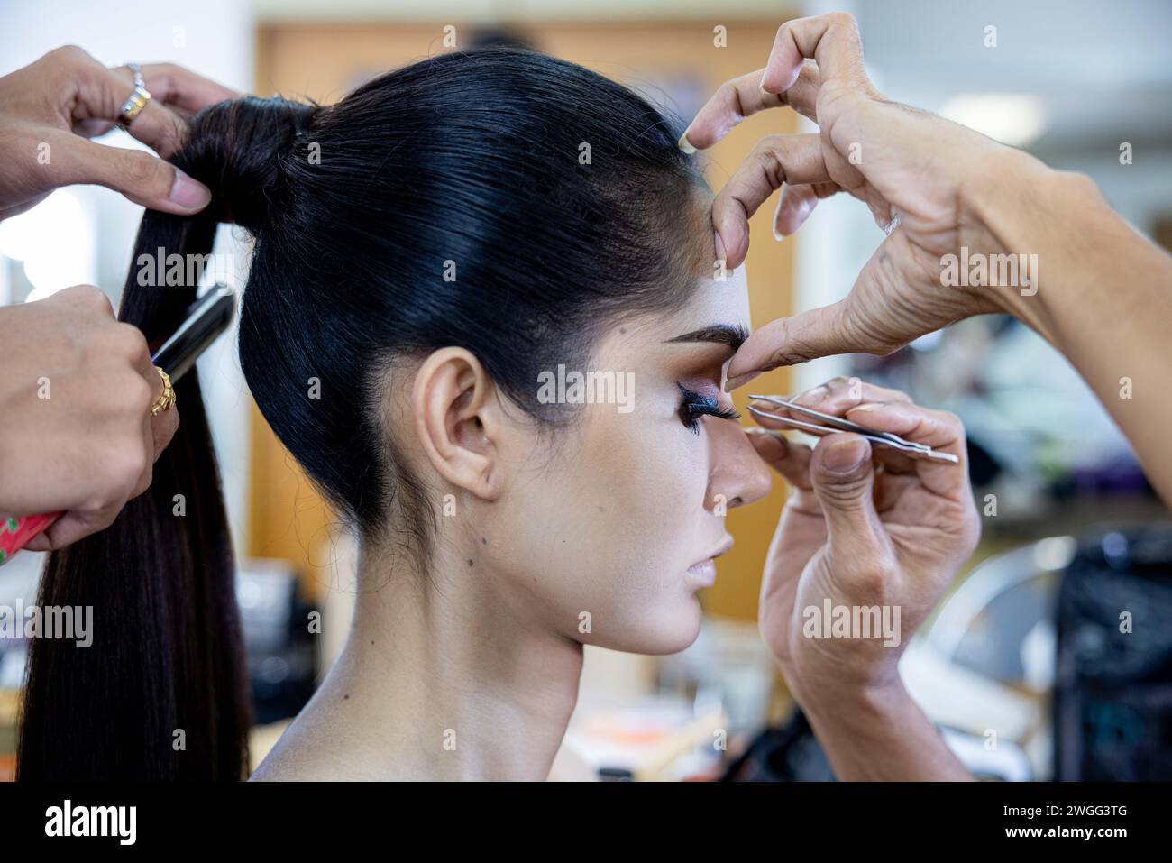 Bangkok, Thailand. 4th Feb, 2024. Contestants get ready at the 25th ...