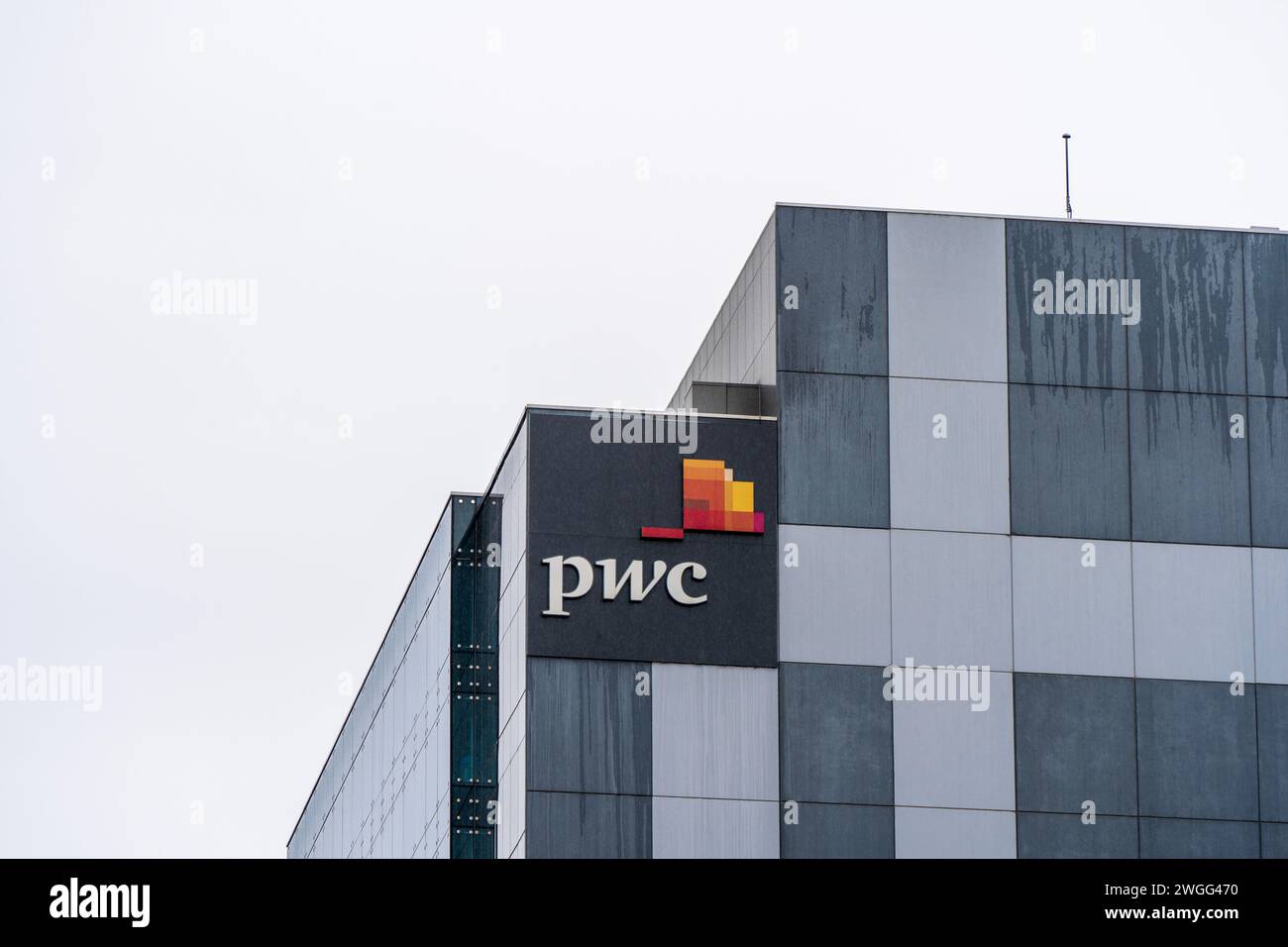 ADELAIDE, SA AUSTRALIA - 23 NOV 2023: PWC logo in the Adelaide CBD ...