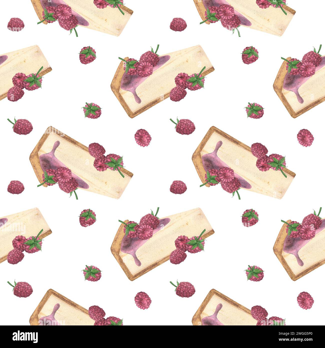 The pattern is seamless with raspberry cheesecake and raspberry berries ...