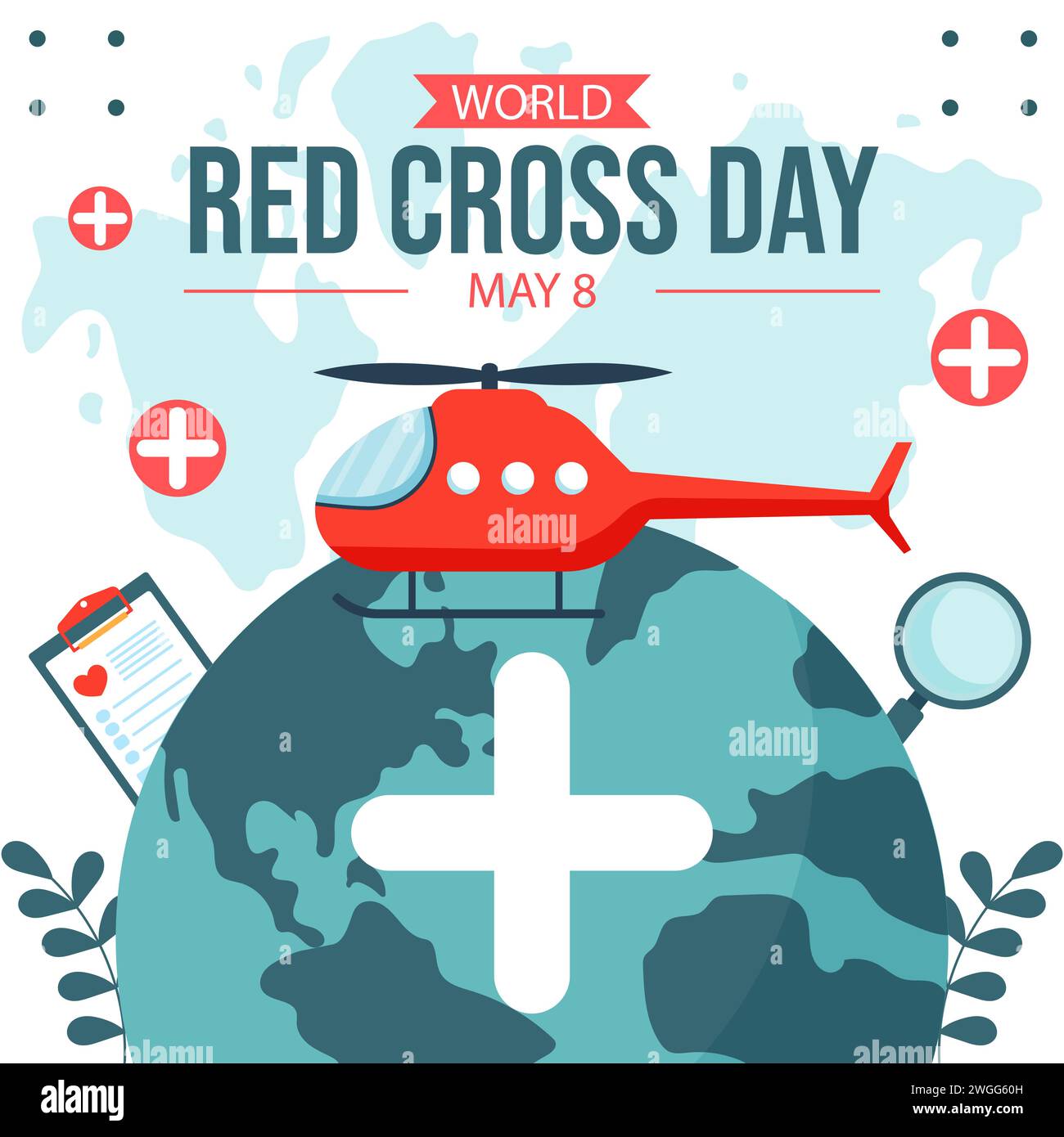Red Cross Day Social Media Illustration Flat Cartoon Hand Drawn ...