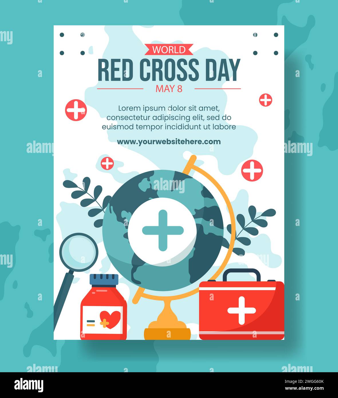 Red Cross Day Vertical Poster Flat Cartoon Hand Drawn Templates ...