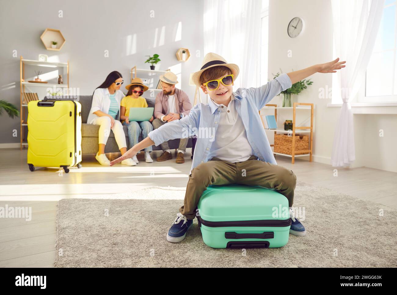 Boy Getting Ready for Summer Vacation Stock Photo - Alamy