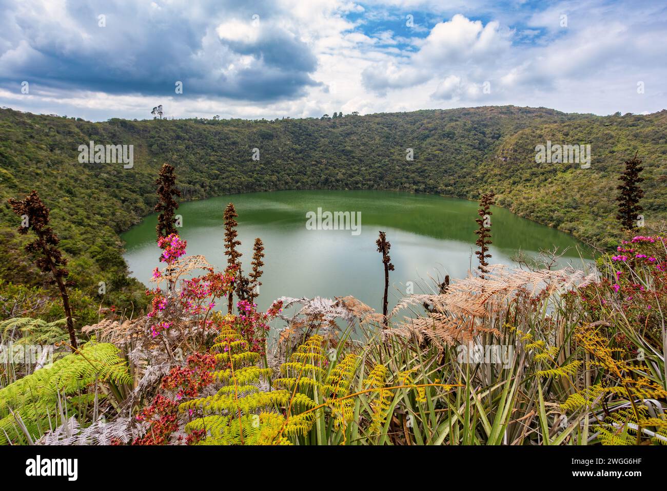 Lake Guatavita (Laguna Guatavita) located in the Cordillera Oriental of ...