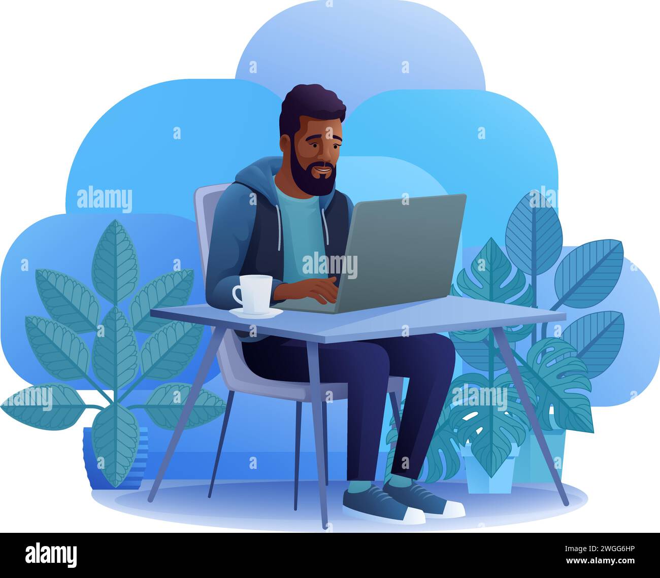 Black african man using laptop Stock Vector Images - Alamy