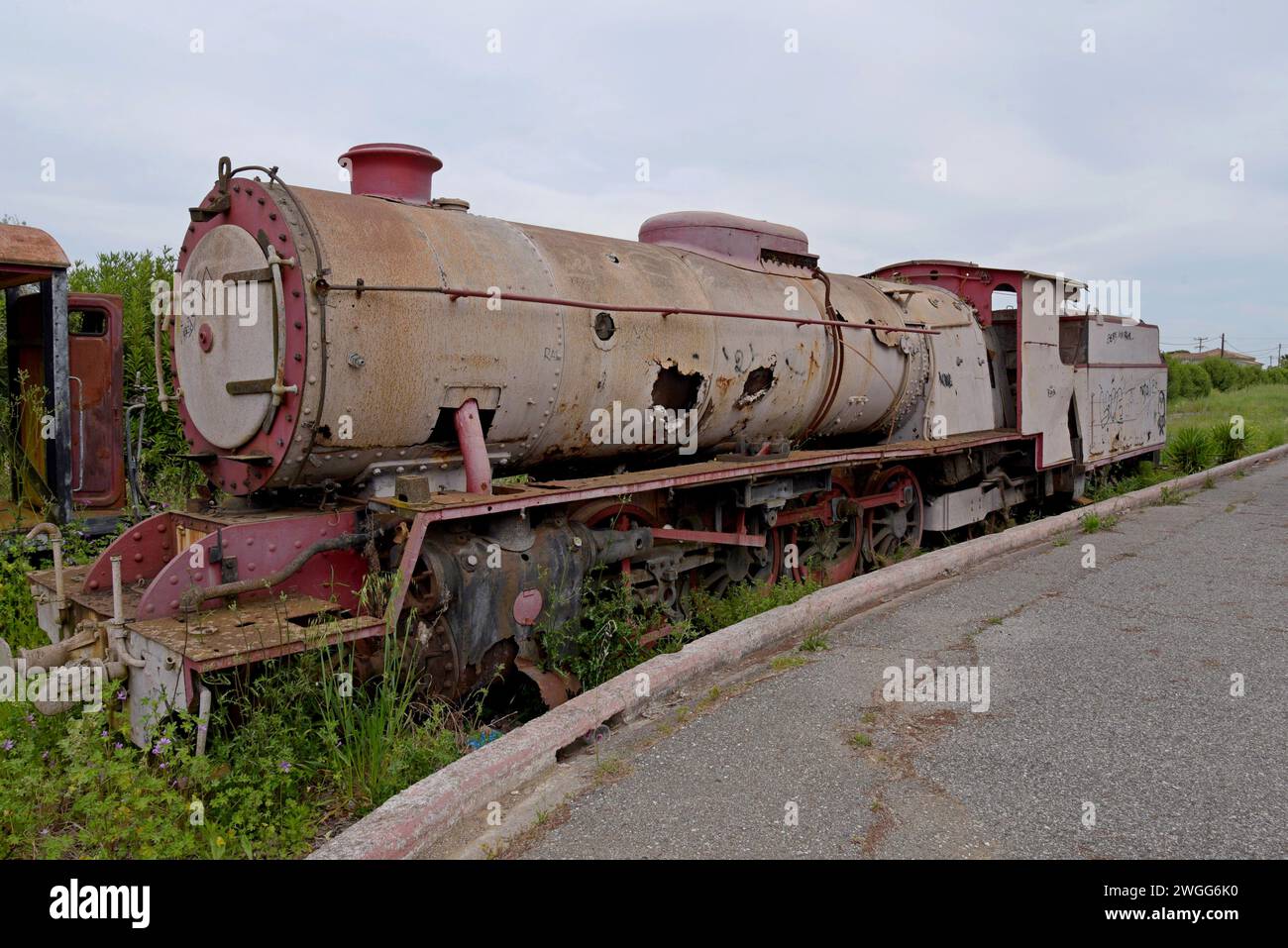 A disused abandoned Italian built metre gauge Breda steam locomotive ...