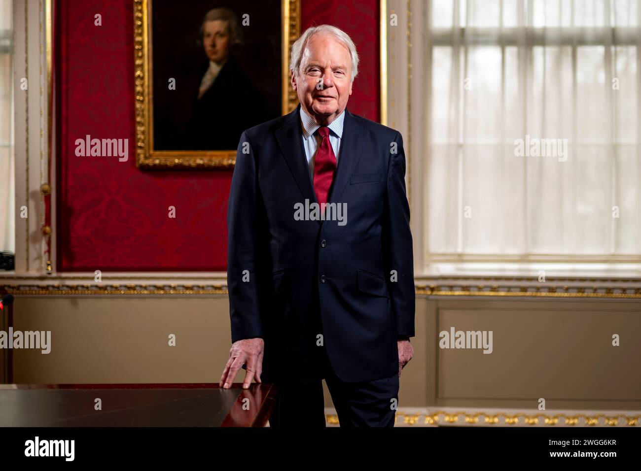 Lord Janvrin, chair of the Queen Elizabeth Memorial Committee, poses ...