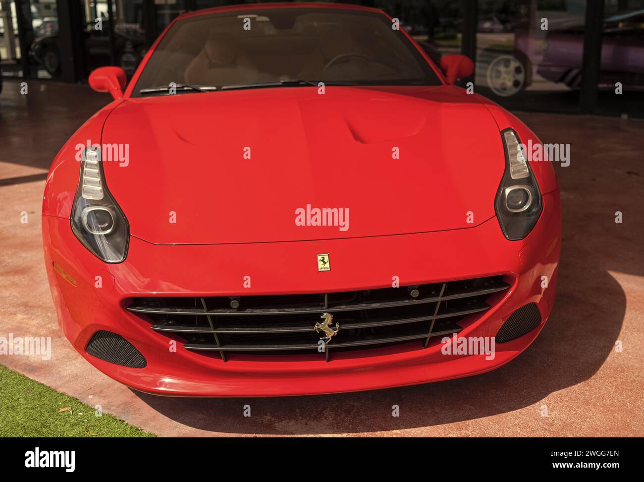 Miami Beach, Florida USA - April 15, 2021: red Ferrari California ...