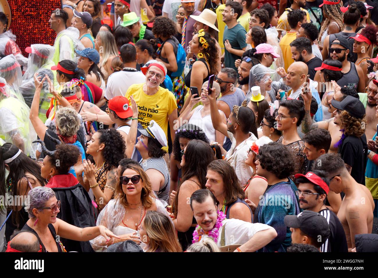 Revelers are participating in the ''Baixo Augusta'' block party during ...
