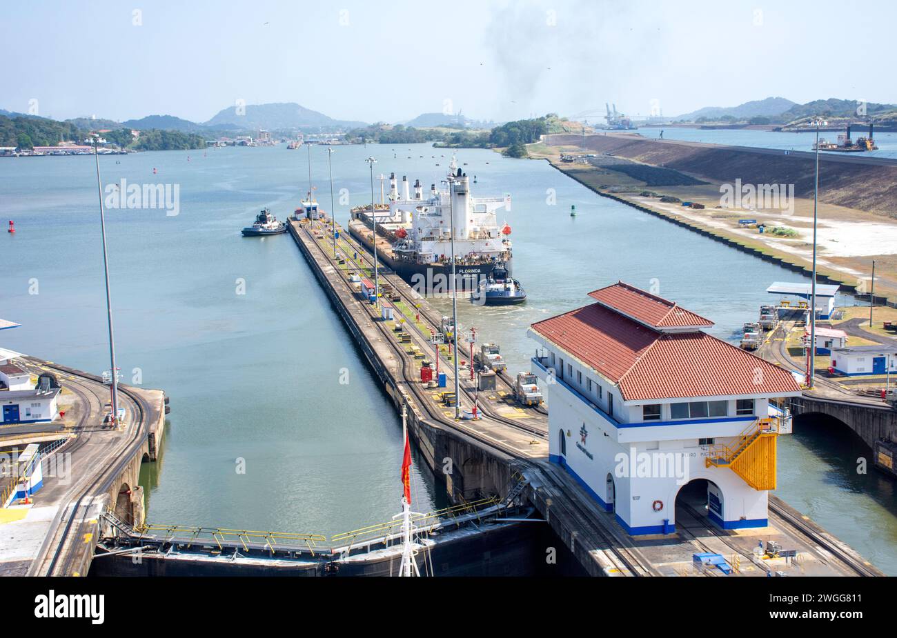 Florinda bulk carrier ship leaving Pedro Miguel lock, Panama Canal ...