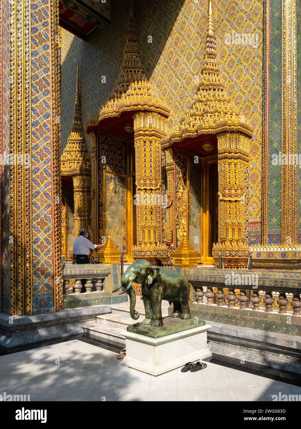 Bangkok, Thailand - Dec 5, 2023: A worshipper about to enter the ...