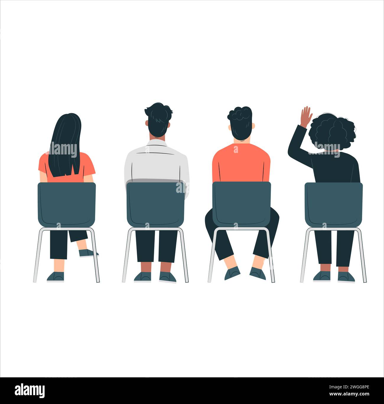 Woman sitting on chair back view Stock Vector Images - Alamy