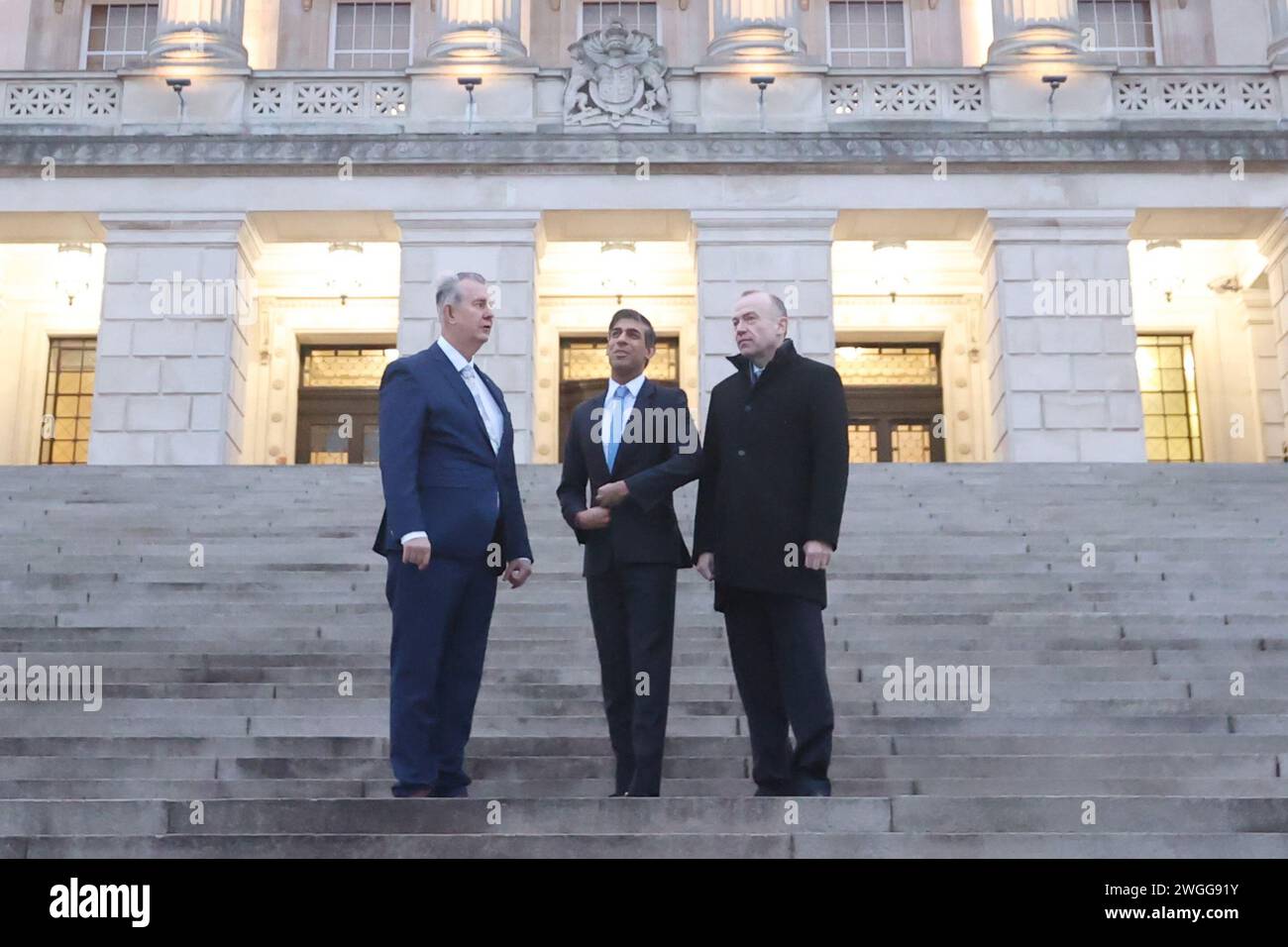 (left to right) Speaker of the Northern Ireland Assembly DUP MLA Edwin ...