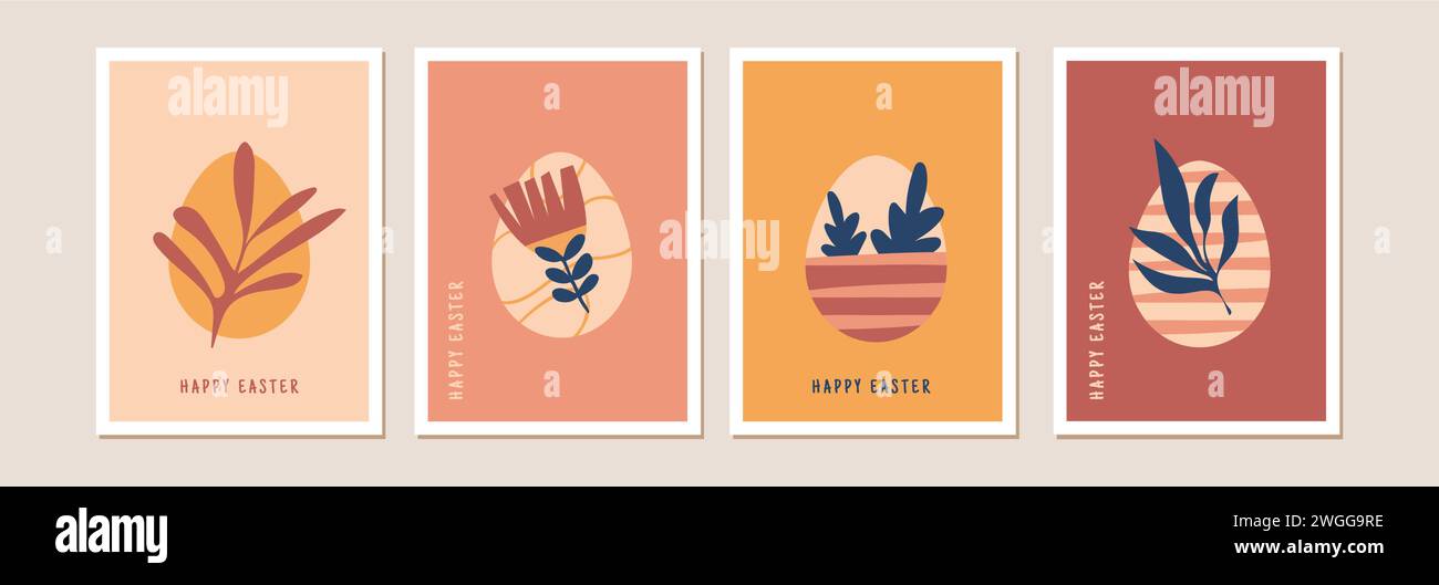 Modern Easter Cards collection. Vector illustration of three abstract ...