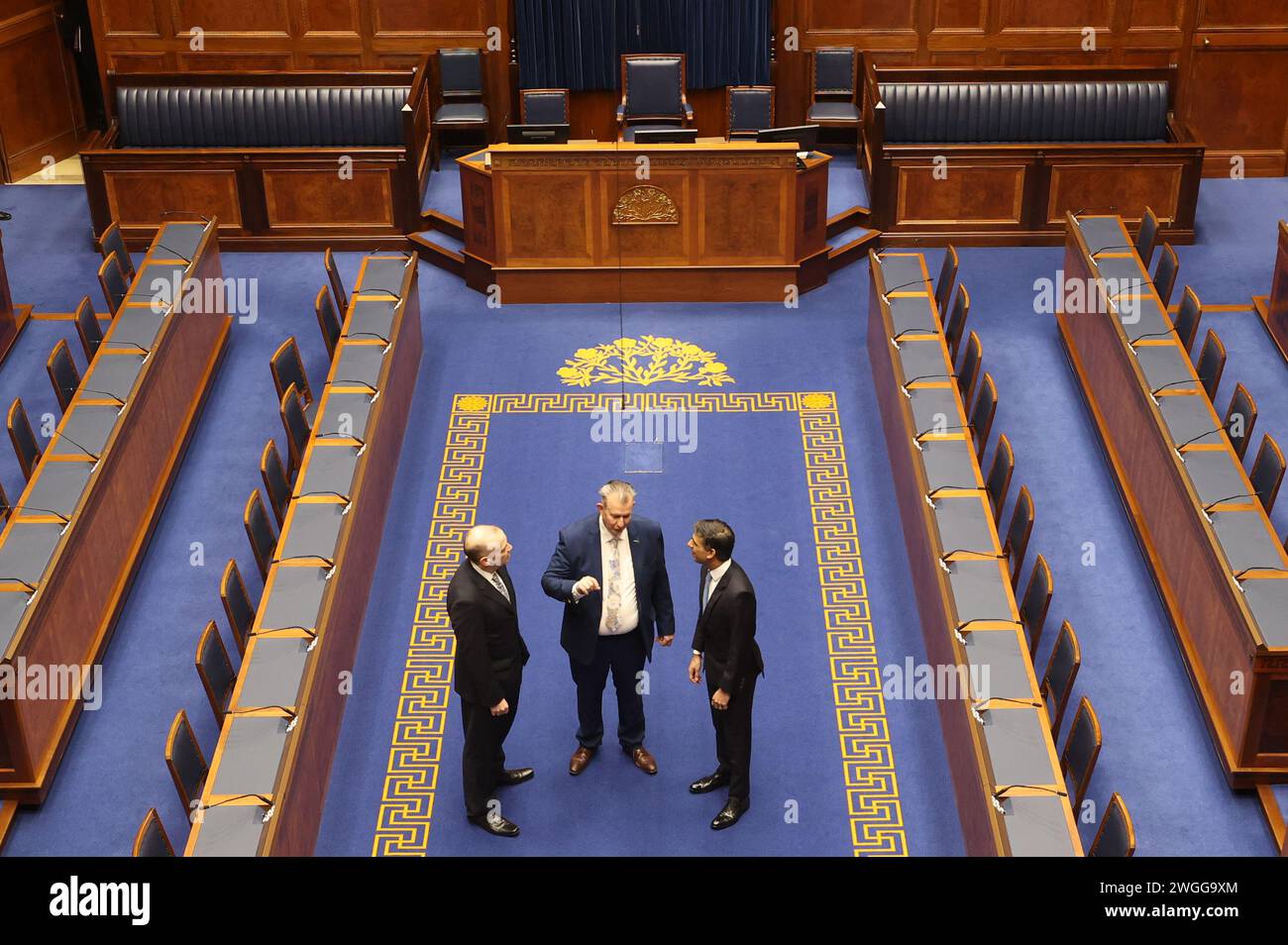 (left to right) Northern Ireland Secretary Chris Heaton-Harris, Speaker ...