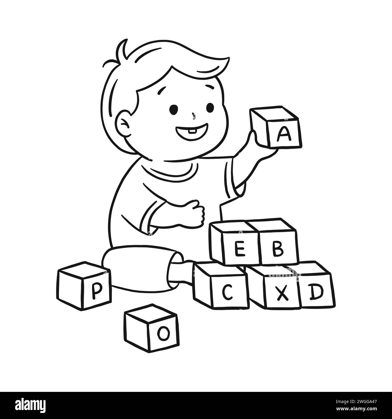 Cartoon school building illustration Black and White Stock Photos ...