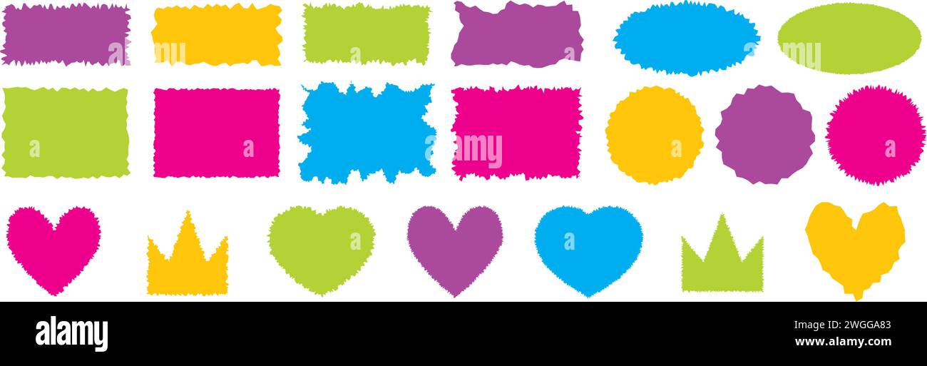 Jagged rectangle. Bright color simple shapes. Rectangle paper template ...