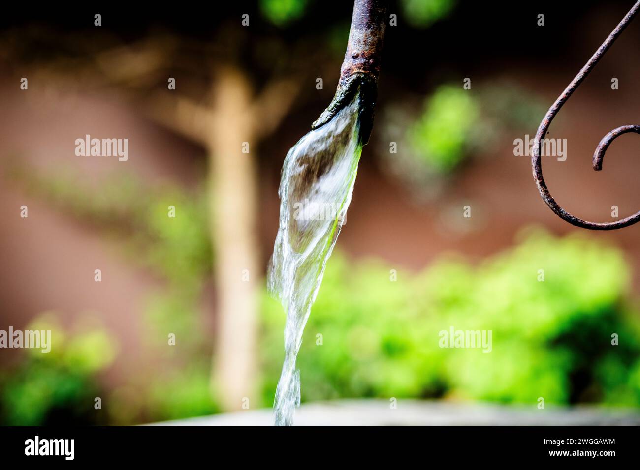 FOUNTAIN & WATER FLOW in natural beutiful light. close up on drops and ...
