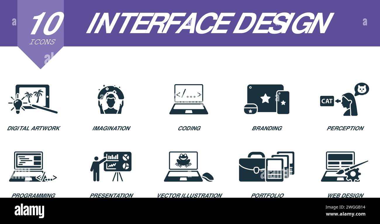 Interface design icons set. Creative icons: digital artwork ...