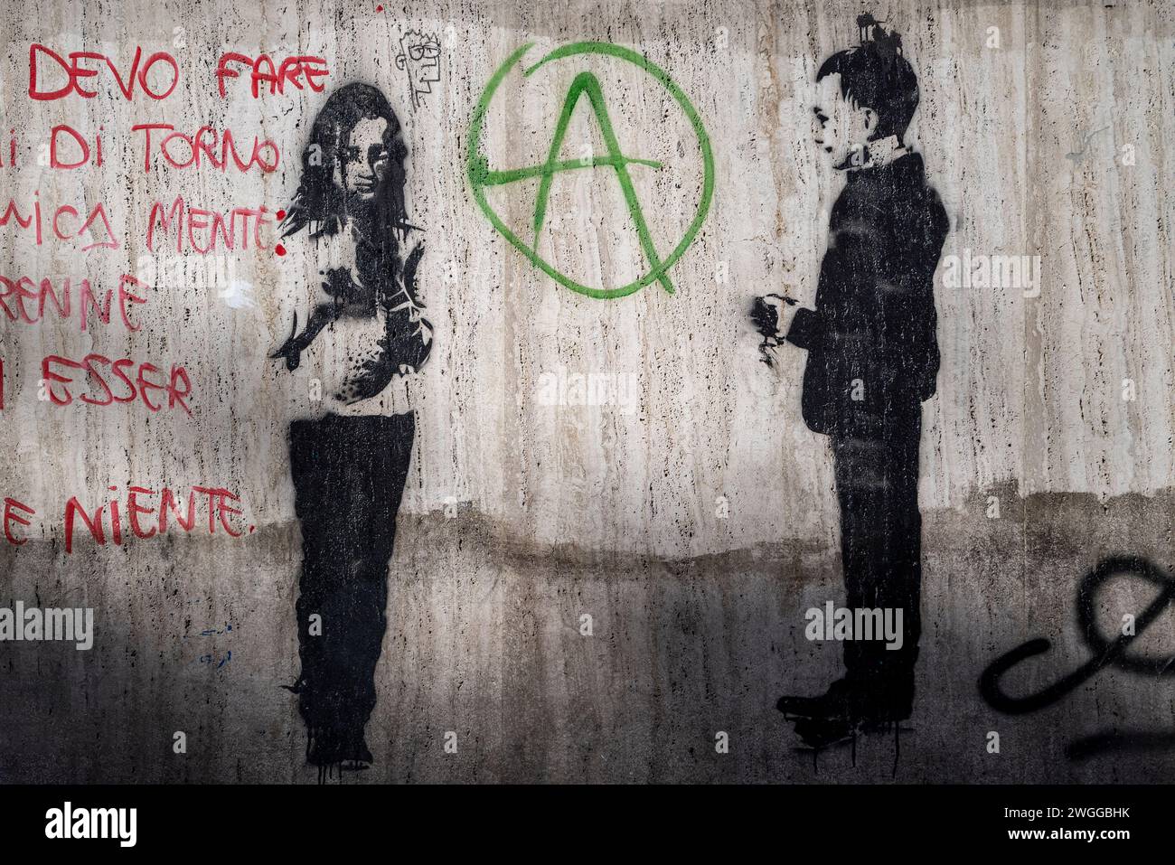 Turin, Italy - July 28, 2023. Murals and graffiti on city walls ...