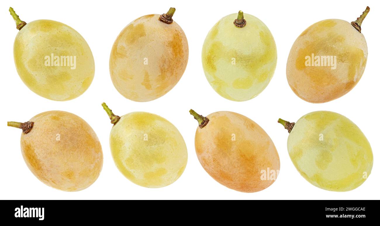 Falling green grape isolated on white background Stock Photo - Alamy