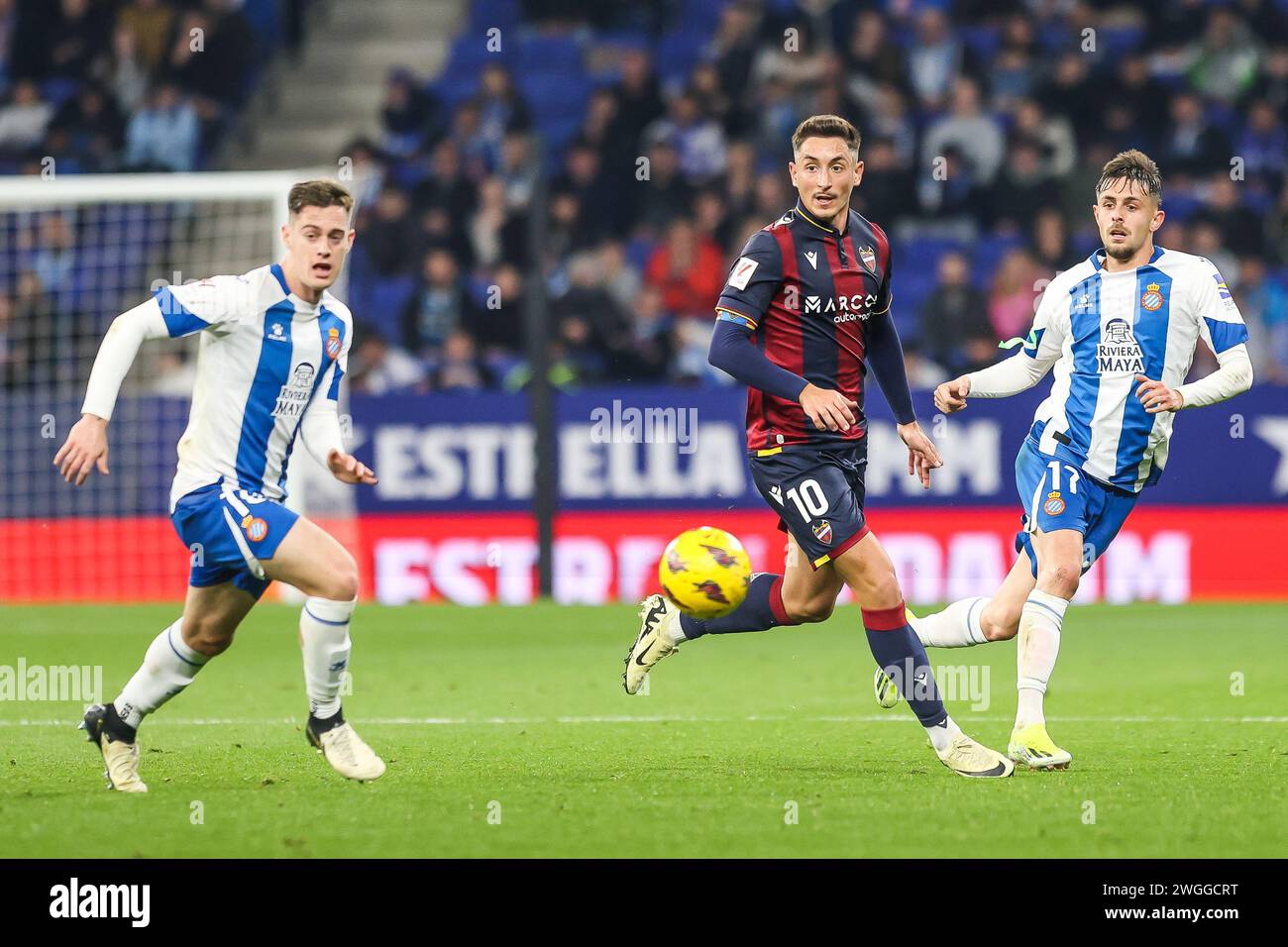 Barcelona, Spain. 04th, February 2024. Pablo Martinez (10) of Levante ...