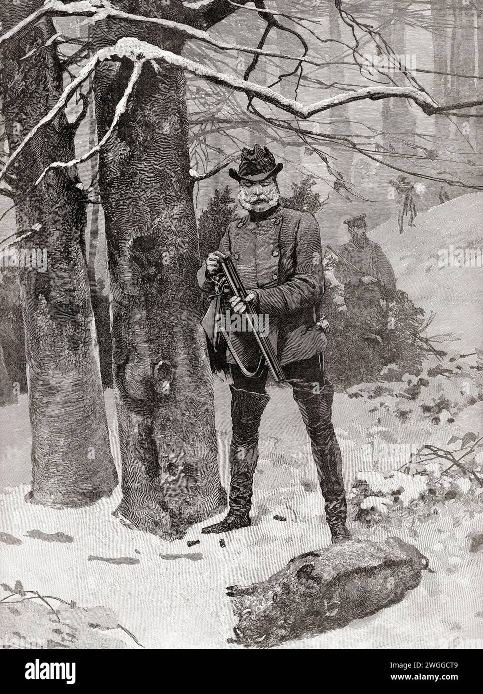 William I at a boar hunt. William I or Wilhelm I, 1797 – 1888. King of ...