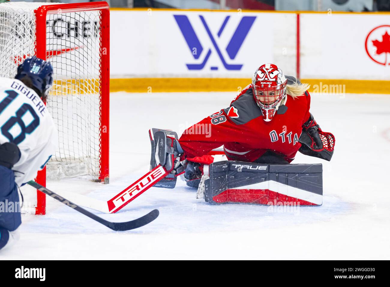 OTTAWA, ON - FEBRUARY 04: Ottawa Goalie Emerance Maschmeyer (38 ...