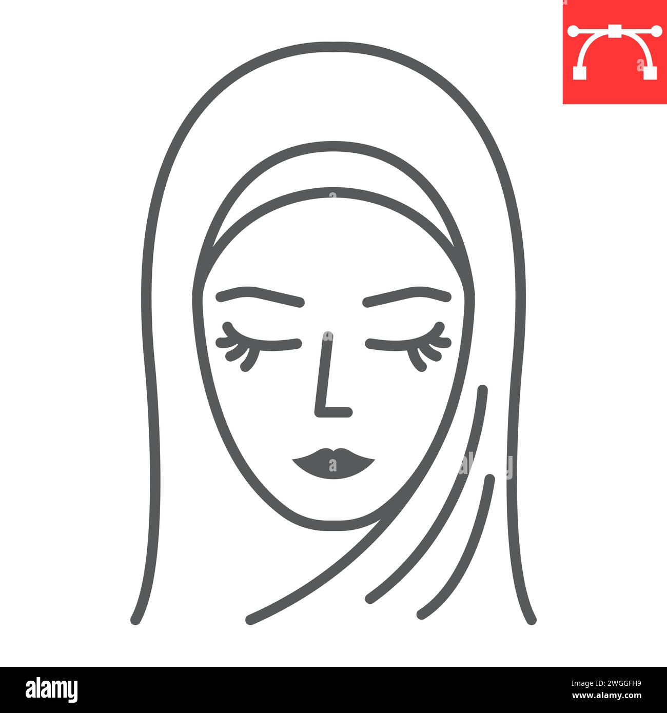 Hijab woman line icon, Ramadan and muslim, islamic woman vector icon ...