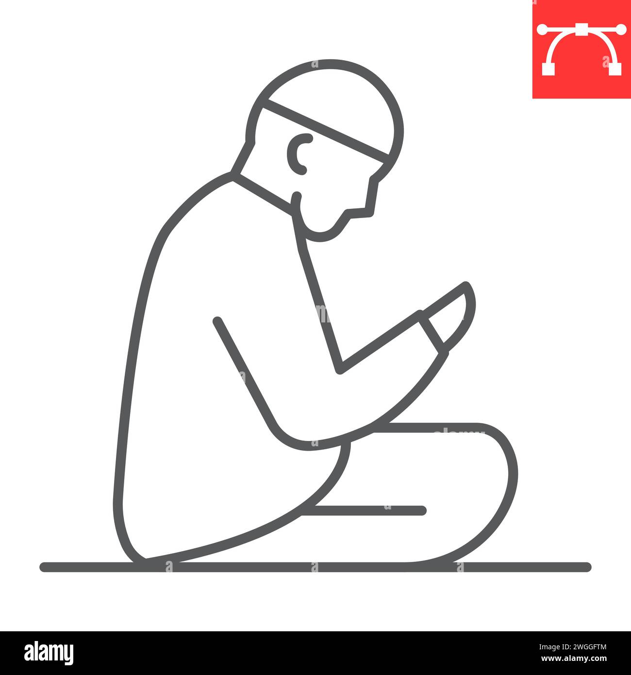 Islamic prayer line icon, Ramadan and muslim, namaz vector icon, vector ...