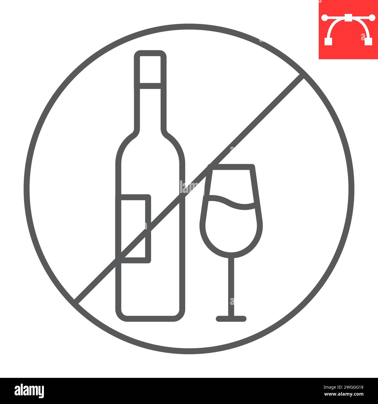 No alcohol line icon, Ramadan and prohibition, no drinking vector icon ...