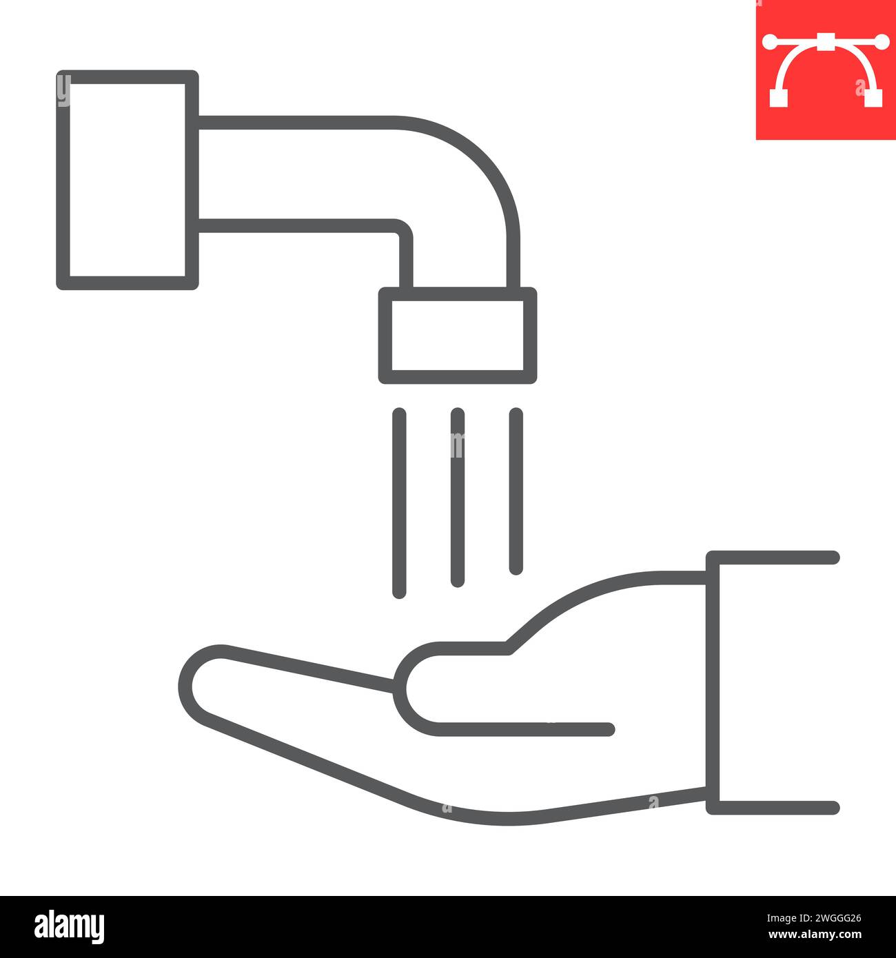 Islamic wudu line icon, Ramadan and hygiene, ablution vector icon ...