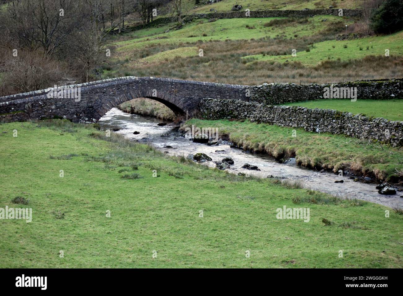 Old Stone Arch Bridge over the River Sprint by the Farming Hamlet of ...