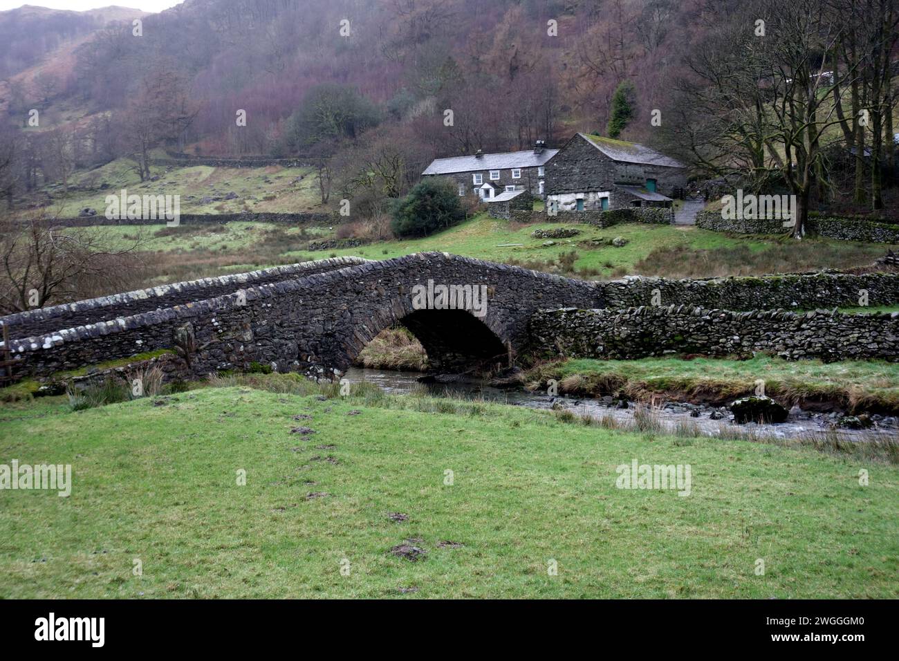 Old Stone Arch Bridge over the River Sprint by the Farming Hamlet of ...