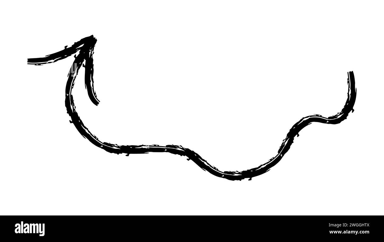 Hand drawn crayon chalk charcoal line arrows set. curvy and wavy arrows ...