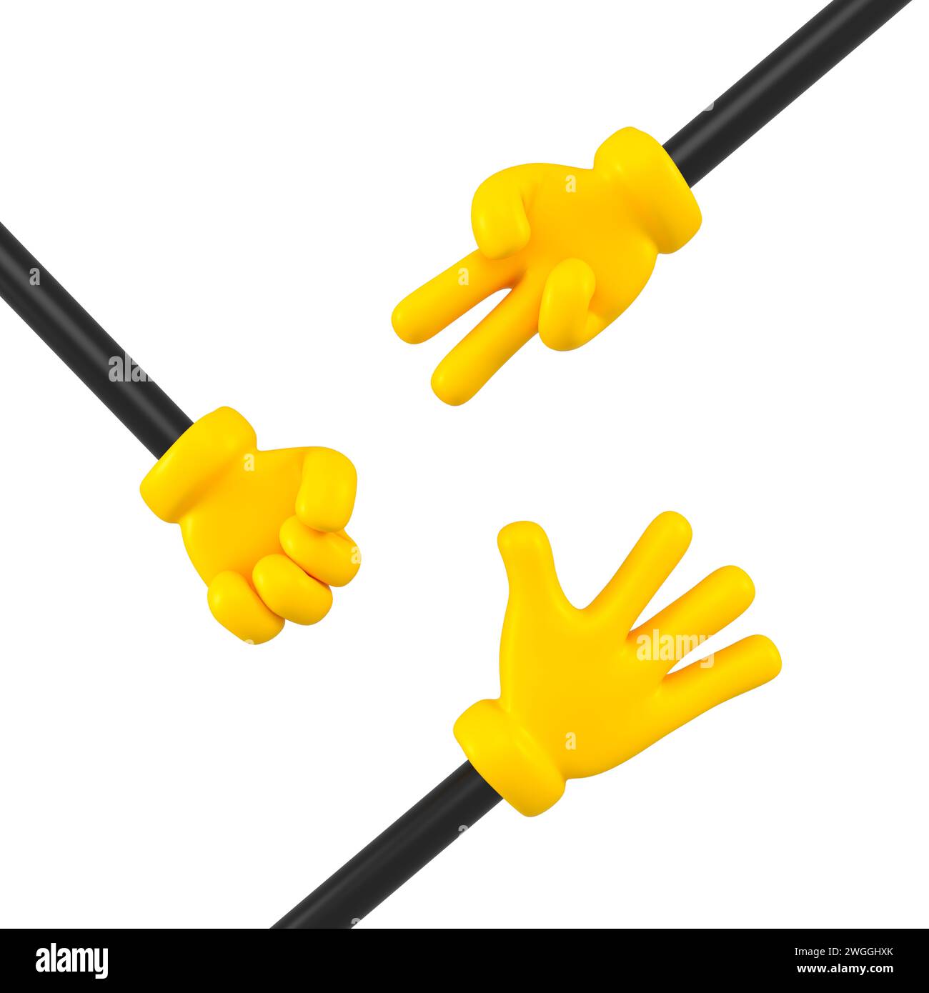 Cartoon hands play rock paper scissors game isolated. Showing Set of ...