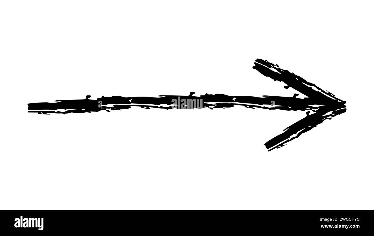 Hand drawn crayon chalk charcoal line arrows set. curvy and wavy arrows ...