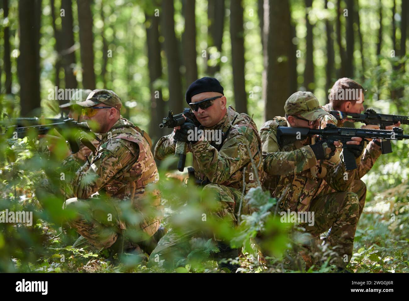 A specialized military antiterrorist unit conducts a covert operation ...