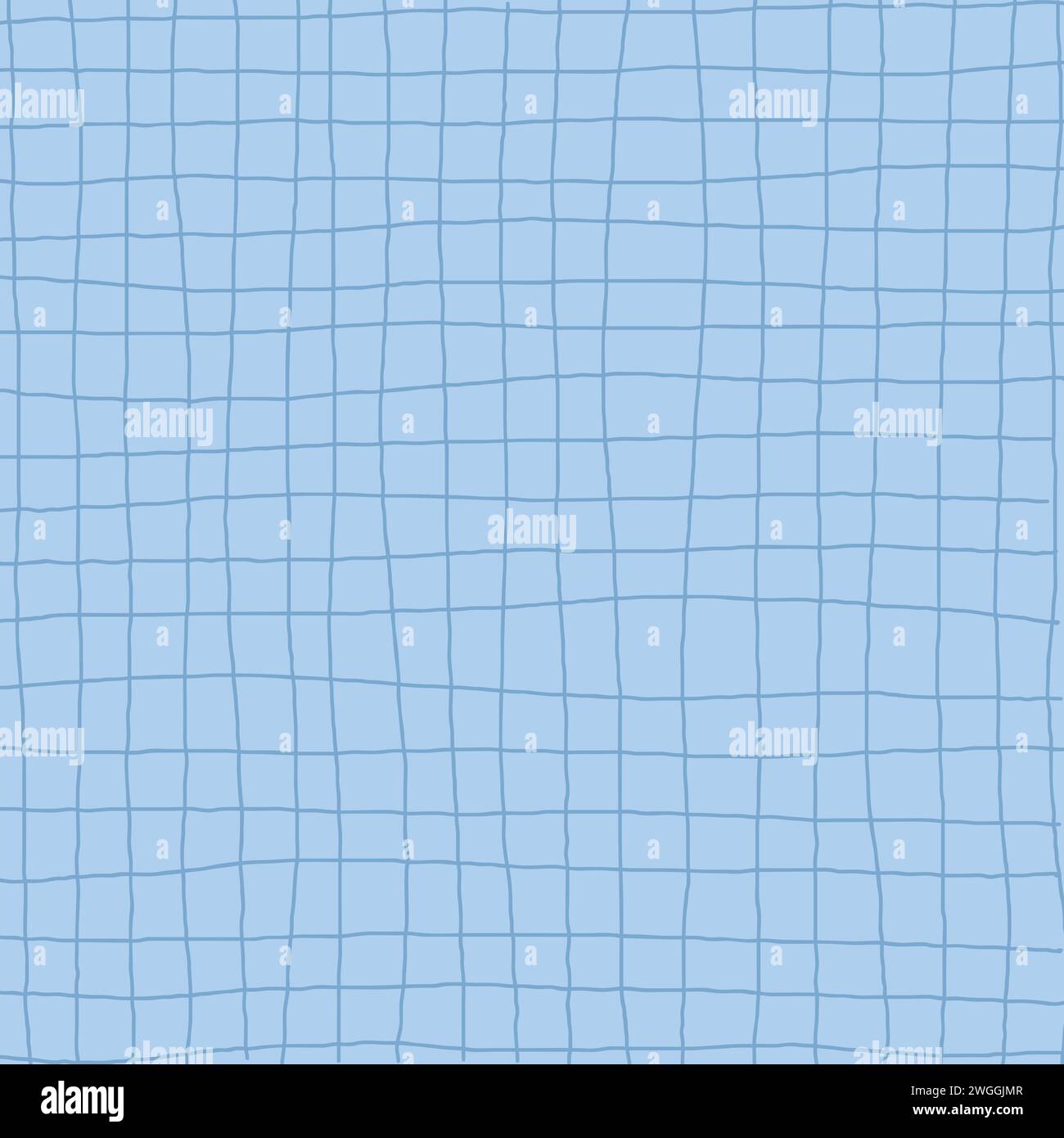 Hand drawn blue plaid pattern. Check, square doodle background. Line ...