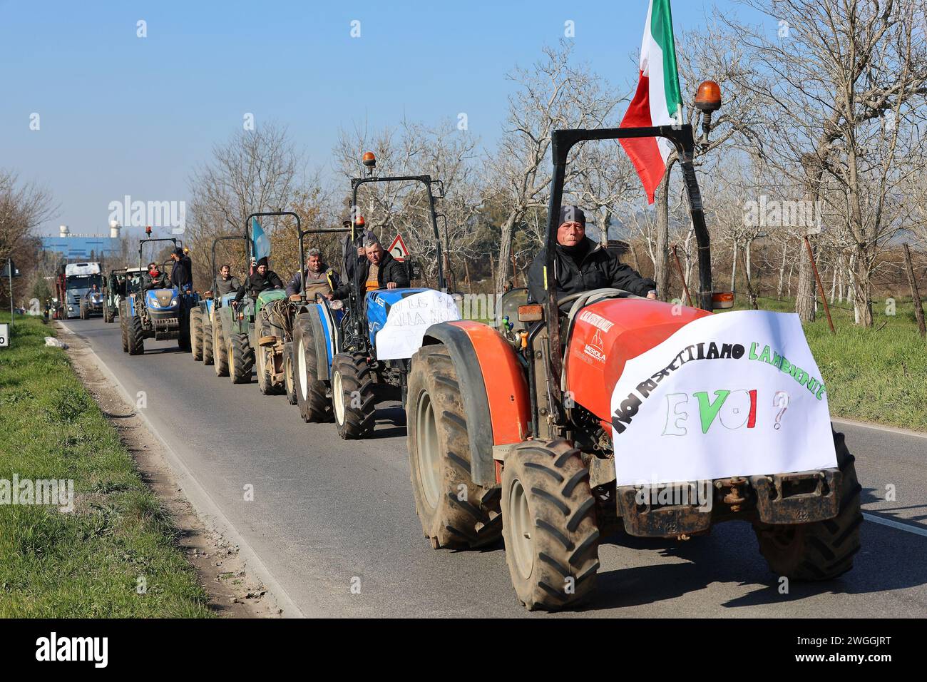 Farmers on their tractors during the demonstration to protest against ...