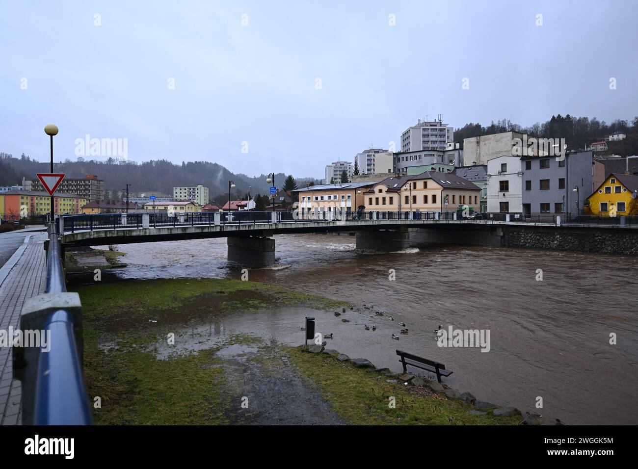 Zelezny Brod, Czech Republic. 05th Feb, 2024. Melting snow from the ...