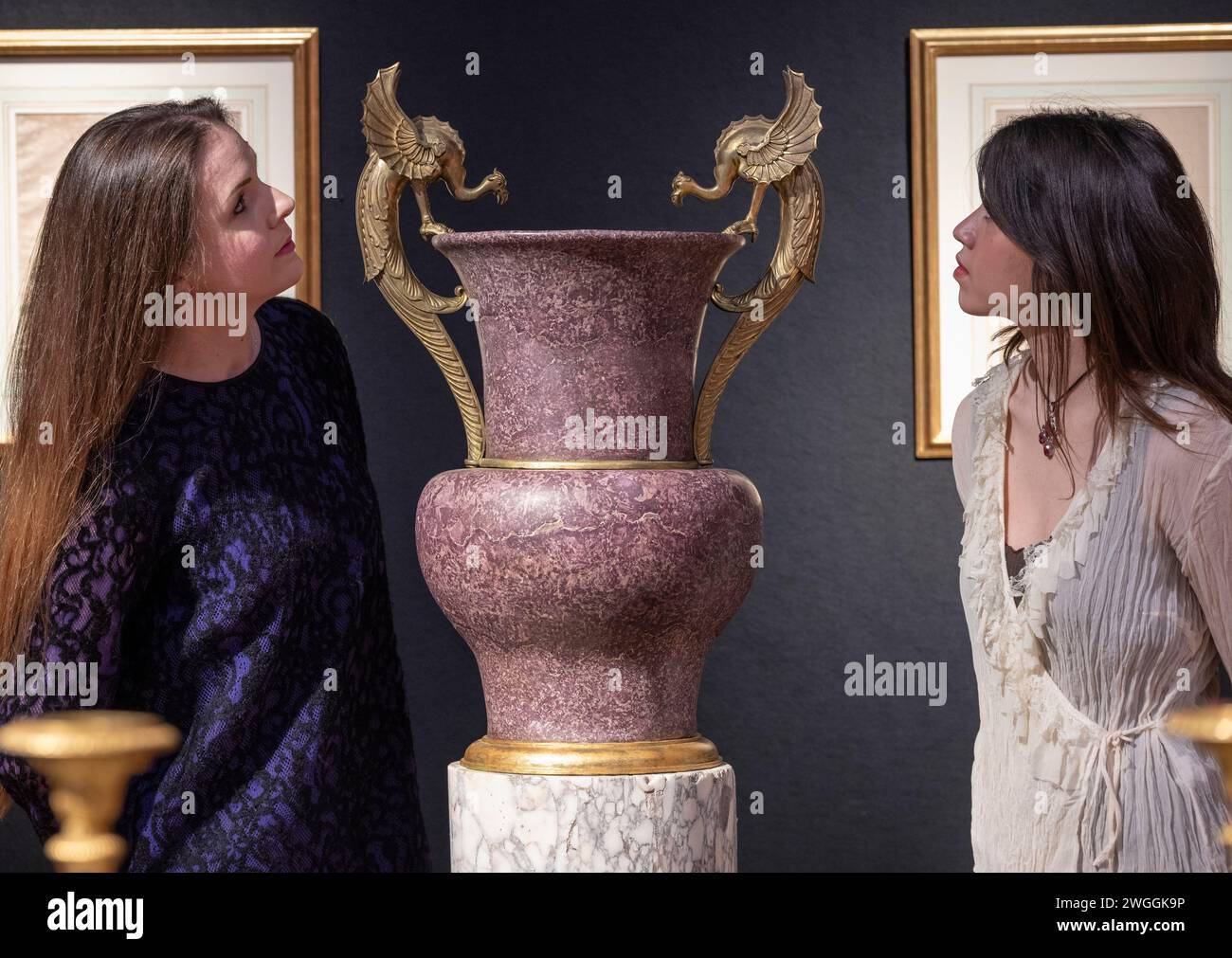 English gilt bronze mounted simulated porphyry scagliola vase hi-res ...